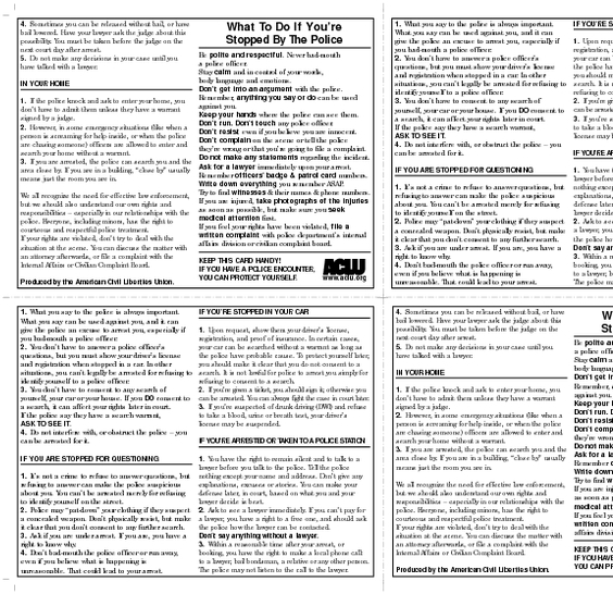 Know your rights: print out this card! : Indybay