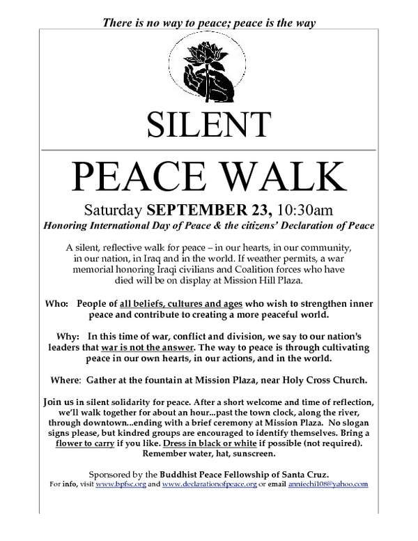 Silent Peace Walk (9/23) : Indybay