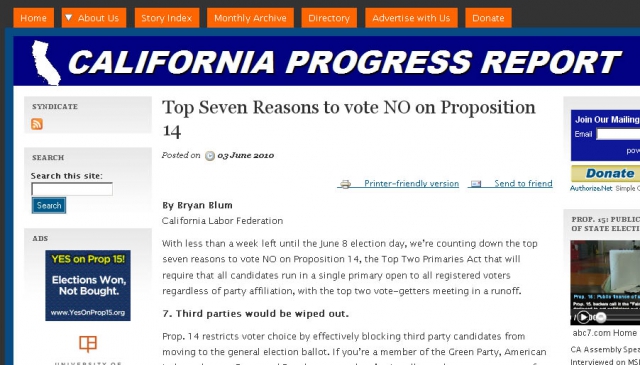 CA Progress Report: "Top Seven Reasons to vote NO on Proposition 14 ...