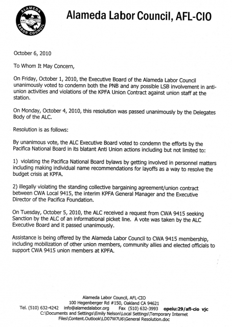 KPFA Management Supported CWA 9415 Union Propaganda At Bay Area Labor ...