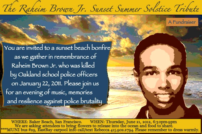 Justice 4 Raheim Brown Summer Solstice event at SF Baker Beach was ...