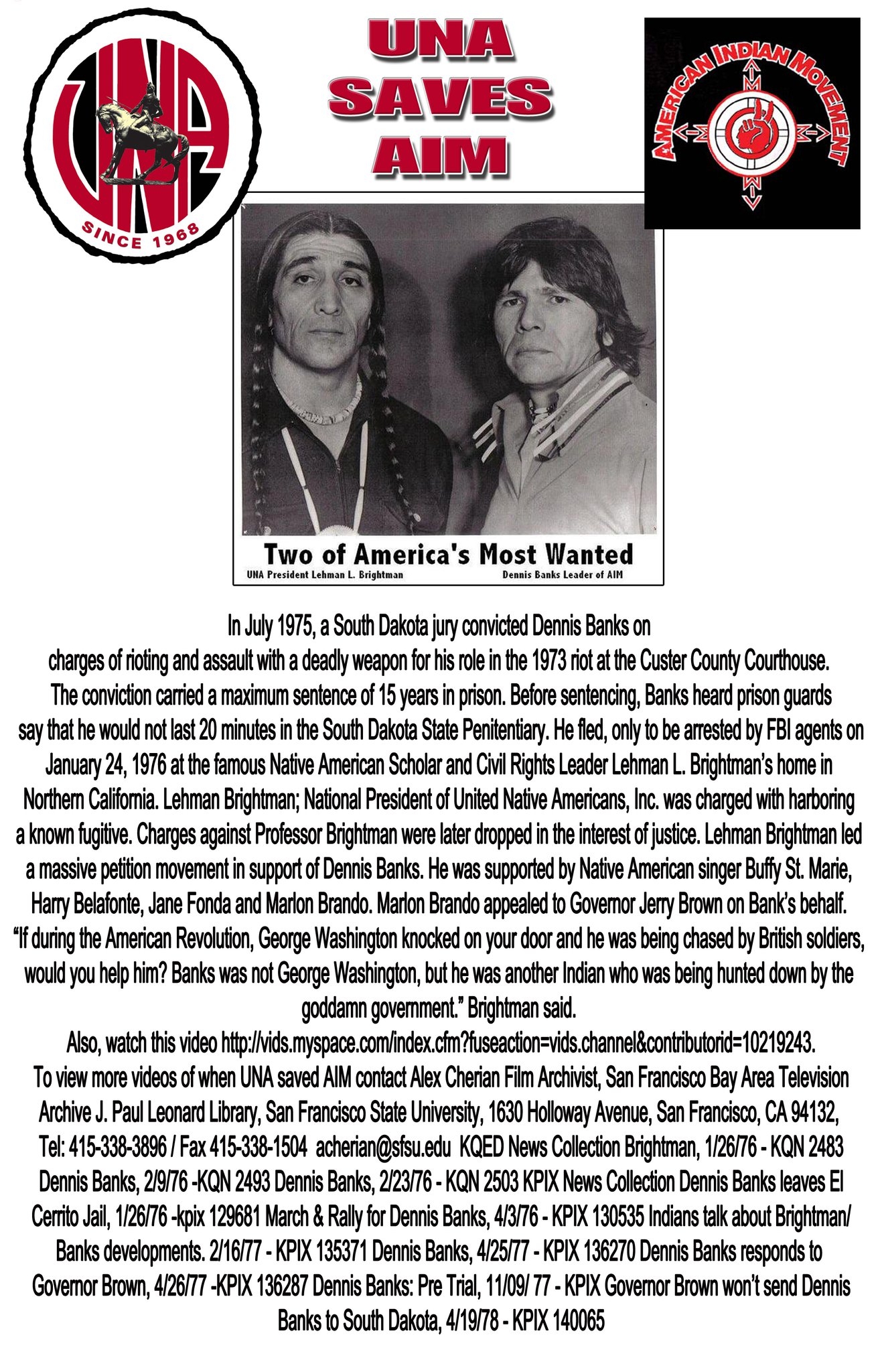 United Native Americans SAVES the american indian movement : Indybay