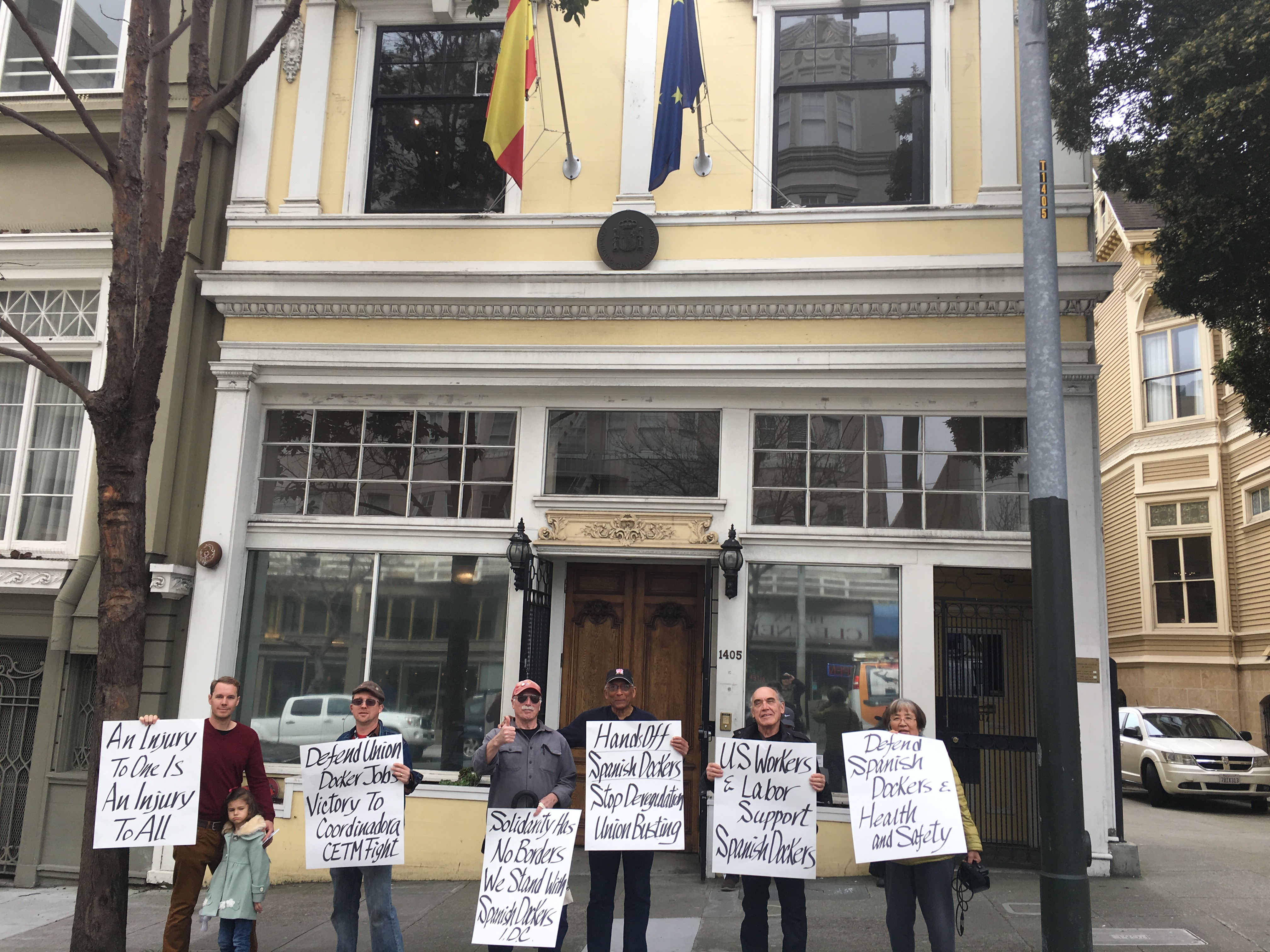 Defend The Spanish Wharfies-Solidarity Rally At Spanish Consulate in SF ...