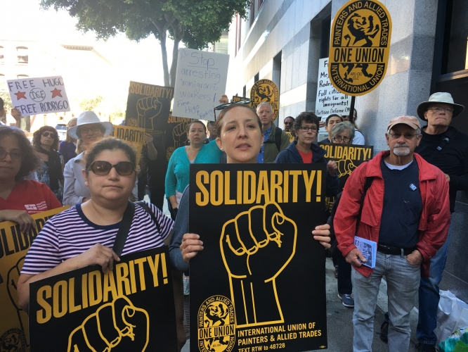 Free Hugo & Free Rodrigo: IUPAT & Unionists Rally & Protest ICE In SF ...
