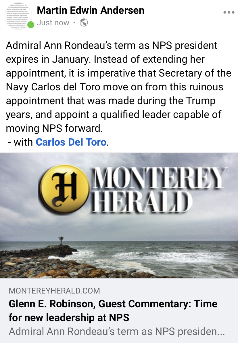 Academic search: Replacing vice ADM Ann E. Rondeau at the Naval ...